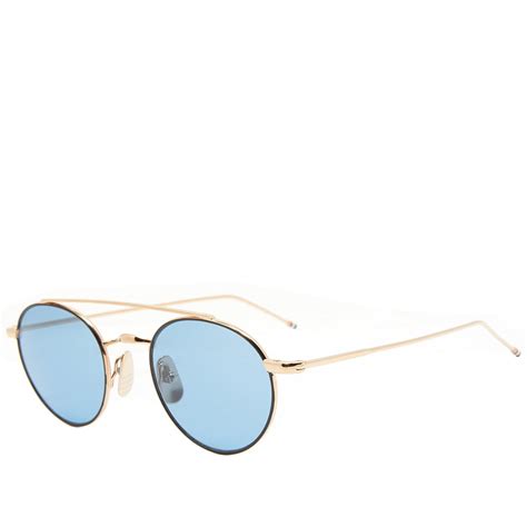 Thom Browne Tb 101 Sunglasses Black Iron And 12k Gold End Us