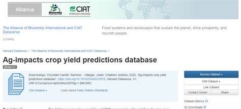Ag Impacts Crop Yield Predictions Database CGIAR