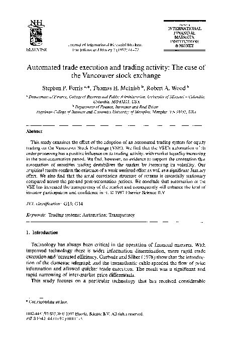 Pdf Automated Trade Execution And Trading Activity The Case Of The