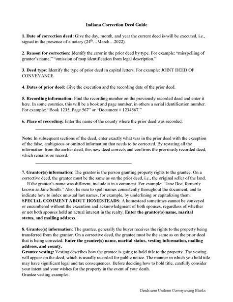 Sullivan County Correction Deed Form Indiana