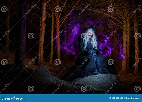 Portrait In The Dark Forest Stock Image Image Of Dark Hell 105693555