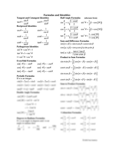 SOLUTION Trigonometry Cheat Sheet Of Formulas Studypool