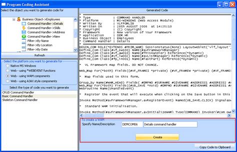 step 1 creating your real wam command handler visual lansa framework