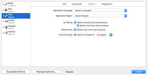 Ios Xcode 93 Set Coverage Data Settings Stack Overflow