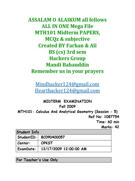 Mth101 Midterm Solved Mcqs Shared By Hacker Group Pdf