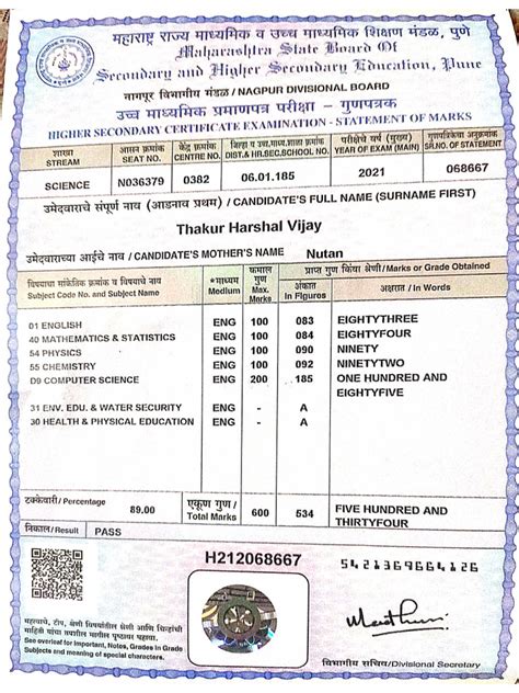 Hsc Marksheet Pdf Pdf