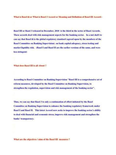 PDF What Is Basel III Or What Is Basel 3 Accord Or Meaning And Definition Of Basel III Accord