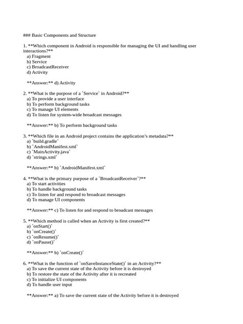 Mcqs Pdf Databases Android Operating System