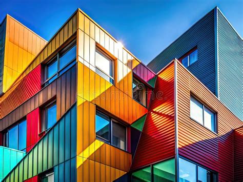 A Dynamic Facade Intricate Angular Shapes Dramatic Light And Shadow And Urban Modernity Captured