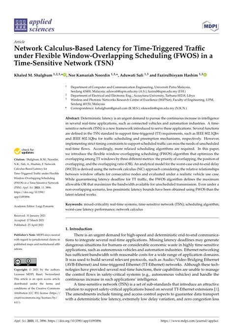 Pdf Network Calculus Based Latency For Time Triggered Traffic Under Flexible Window