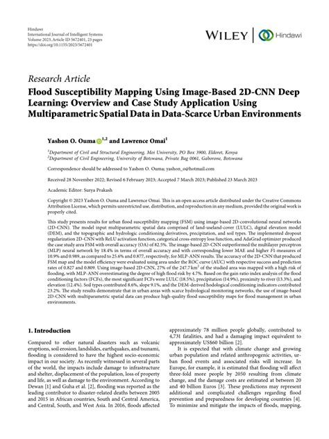 PDF Flood Susceptibility Mapping Using Image Based D CNN Deep Learning Overview And Case