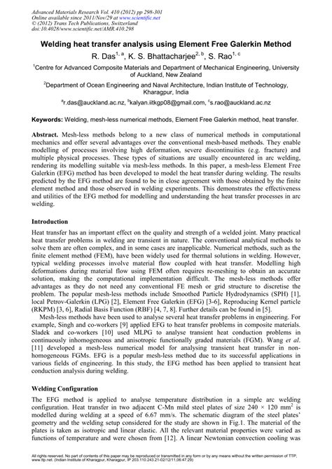 Pdf Welding Heat Transfer Analysis Using Element Free Galerkin Method