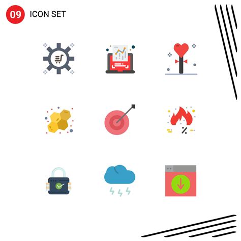 Mobile Interface Flat Color Set Of 9 Pictograms Of Collection Science