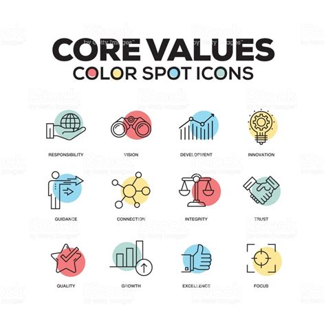 Simple Set Of Core Values Color Vector Line Icons Royalty Free Simple