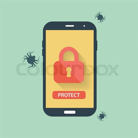 Mobile Security Protection Vector Illustration Colourbox