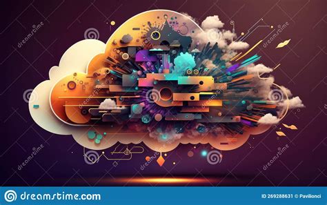 Cloud Computing Technology Concept Background Digital Illustration Ai
