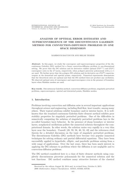 Pdf Analysis Of Optimal Error Estimates And Superconvergence Of The Discontinuous Galerkin