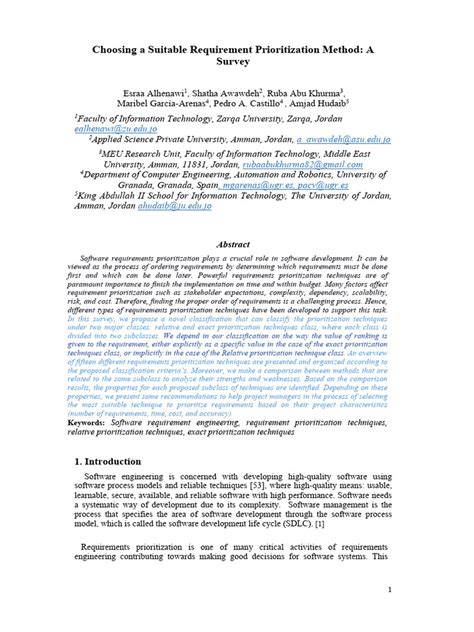 Choosing A Suitable Requirement Prioritization Method Pdf Cluster Analysis
