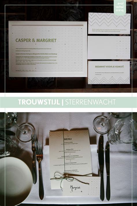 Trouwkaartletterpressminimalistischsterrenwacht Trouwkaart Bedankjes Menukaarten