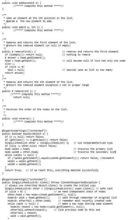 Solved Provided Codea Singlylinkedlist Class Is Provided