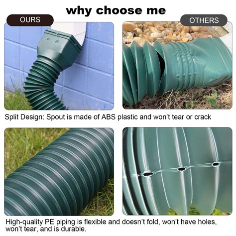Plusgutter Green1 Pack Rain Gutter Downspout Extensions Flexible