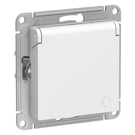 Розетка 1-м СП AtlasDesign 16А IP20 с заземл. защ. шторки с крышкой ...