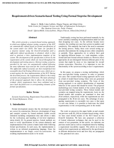 Pdf Requirement Driven Scenario Based Testing Using Formal Stepwise Development Dragos