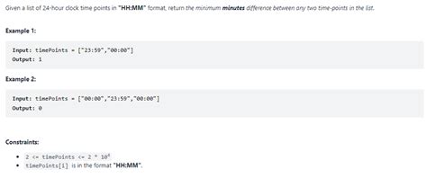539 Minimum Time Difference Kickstart Coding