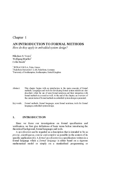 Pdf Introduction To Formal Methods