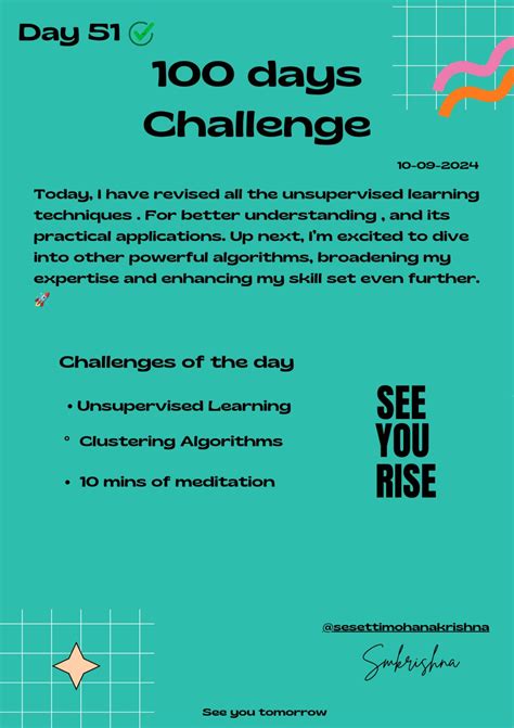 completed 100 days of machine learning challenge sesetti mohana
