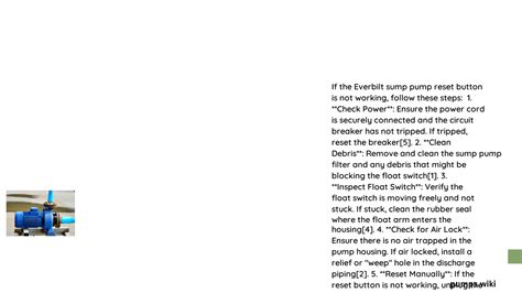 Everbilt Sump Pump Reset Button Not Working Complete Diagnostic Guide