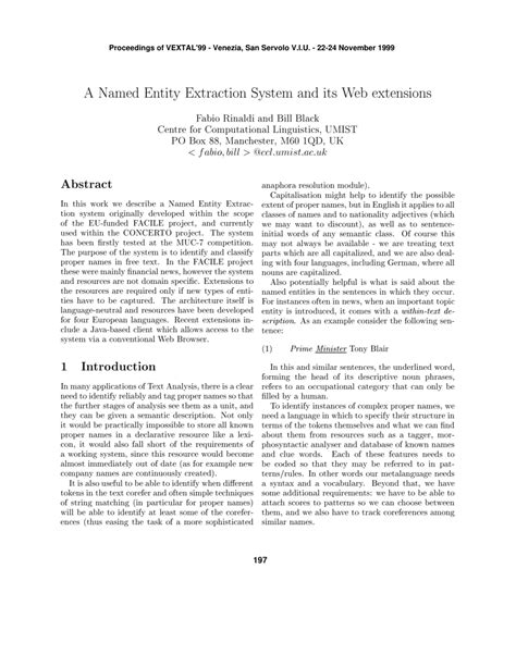 Pdf A Named Entity Extraction System And Its Web Extensions