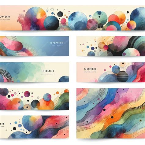 Premium Photo Modern Watercolor Colorful Headers Set Template Design
