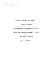 Analyzing Trader Joe S Strategic And Operational Thinking Course Hero