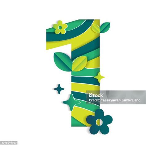 1 숫자 숫자 문자 환경 환경 일 잎 글꼴 편지 만화 스타일 추상 종이 반짝임 빛나는 녹색 산 지리 윤곽선 3d 종이 레이어 컷