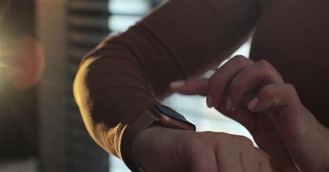 Premium Photo Woman Using Smartwatch Touchscreen On A Smartwatch Wearable Device