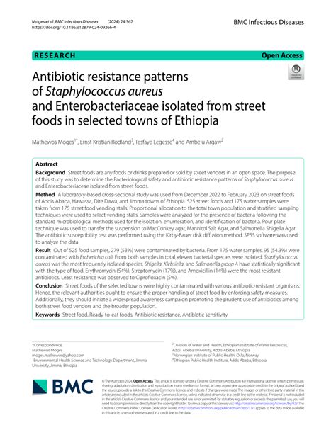 Pdf Bmc Infectious Diseases Antibiotic Resistance Patterns Of Staphylococcus Aureus And