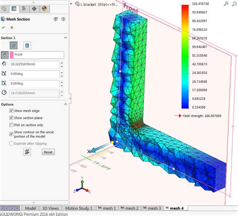 Solidworks Simulation 2016 Mesh Sectioning