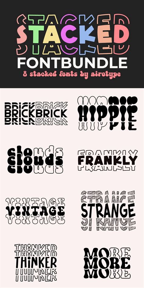 Stacked Font Bundle 8 Mirror Fonts 2548091