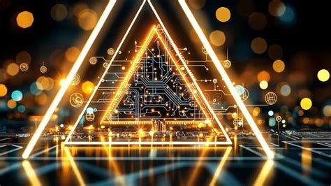 Abstract Digital Design With Glowing Triangle And Circuit Patterns At Abstract Digital Design With Glowing Triangle And Circuit Patterns At
