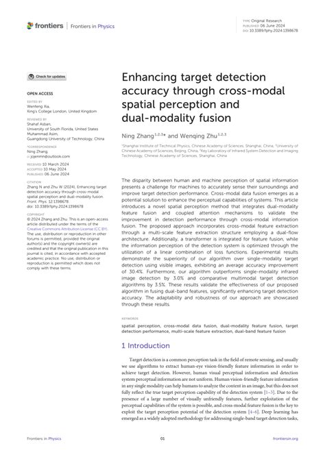 Pdf Enhancing Target Detection Accuracy Through Cross Modal Spatial