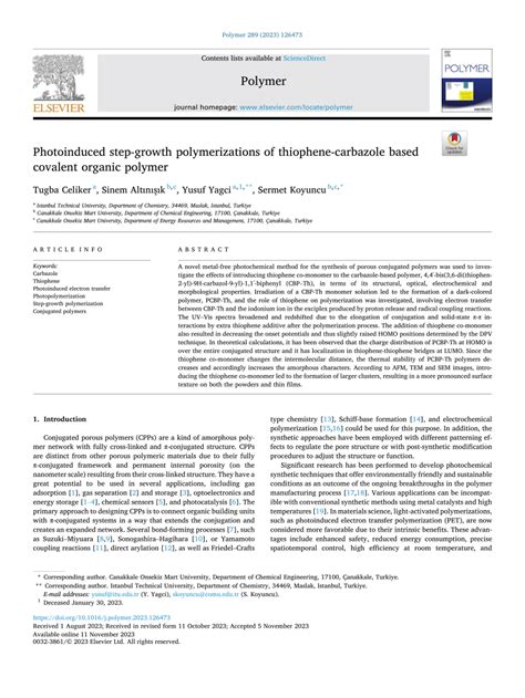 Pdf Photoinduced Step Growth Polymerizations Of Thiophene Carbazole