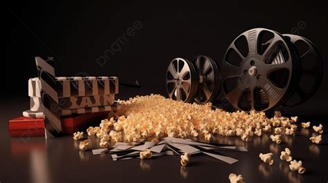 시네마틱 트리오 3d Clapperboard 필름 릴과 팝콘 영화 카메라 시네마 카메라 영화 촬영법 배경 일러스트 및 사진 무료 다운로드 Pngtree