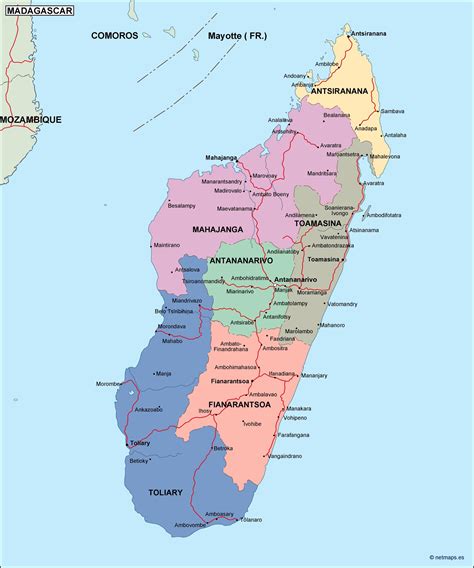 Madagascar Map With Cities Madagascar Detailed Map With Regions And