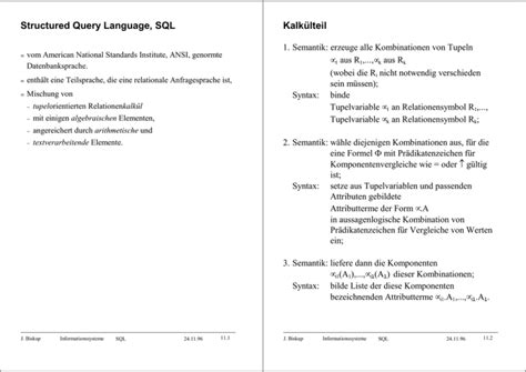 Structured Query Language SQL Kalkülteil
