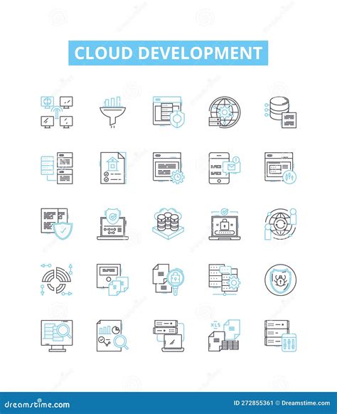 Cloud Development Vector Line Icons Set Cloud Development Platform