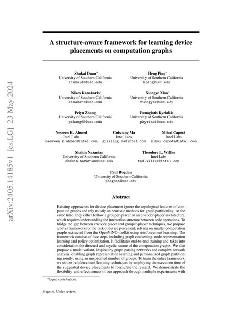 Pdf A Structure Aware Framework For Learning Device Placements On Computation Graphs