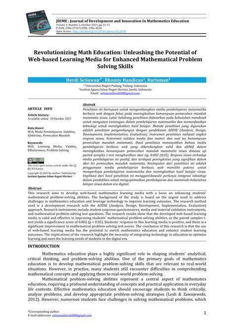 Pdf Revolutionizing Math Education Unleashing The Potential Of Web