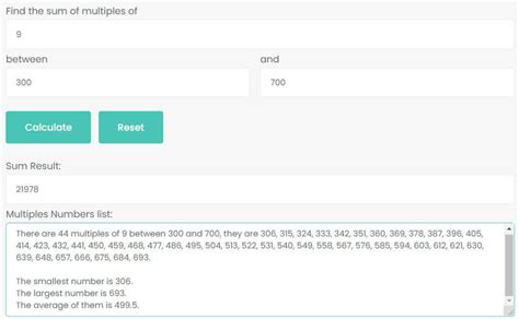 sum of multiples calculator mathbz