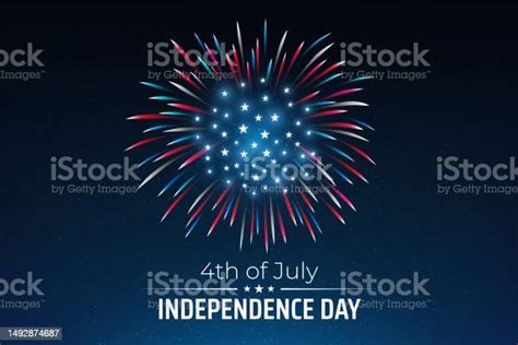 7월 4일 미국 독립기념일 배너 어두운 하늘 배경에 미국의 화려한 불꽃놀이가 있는 템플릿 7월 4일 미국 국경일 불꽃놀이 미국 국기 벡터 그림 포스터 0명에 대한 스톡 벡터